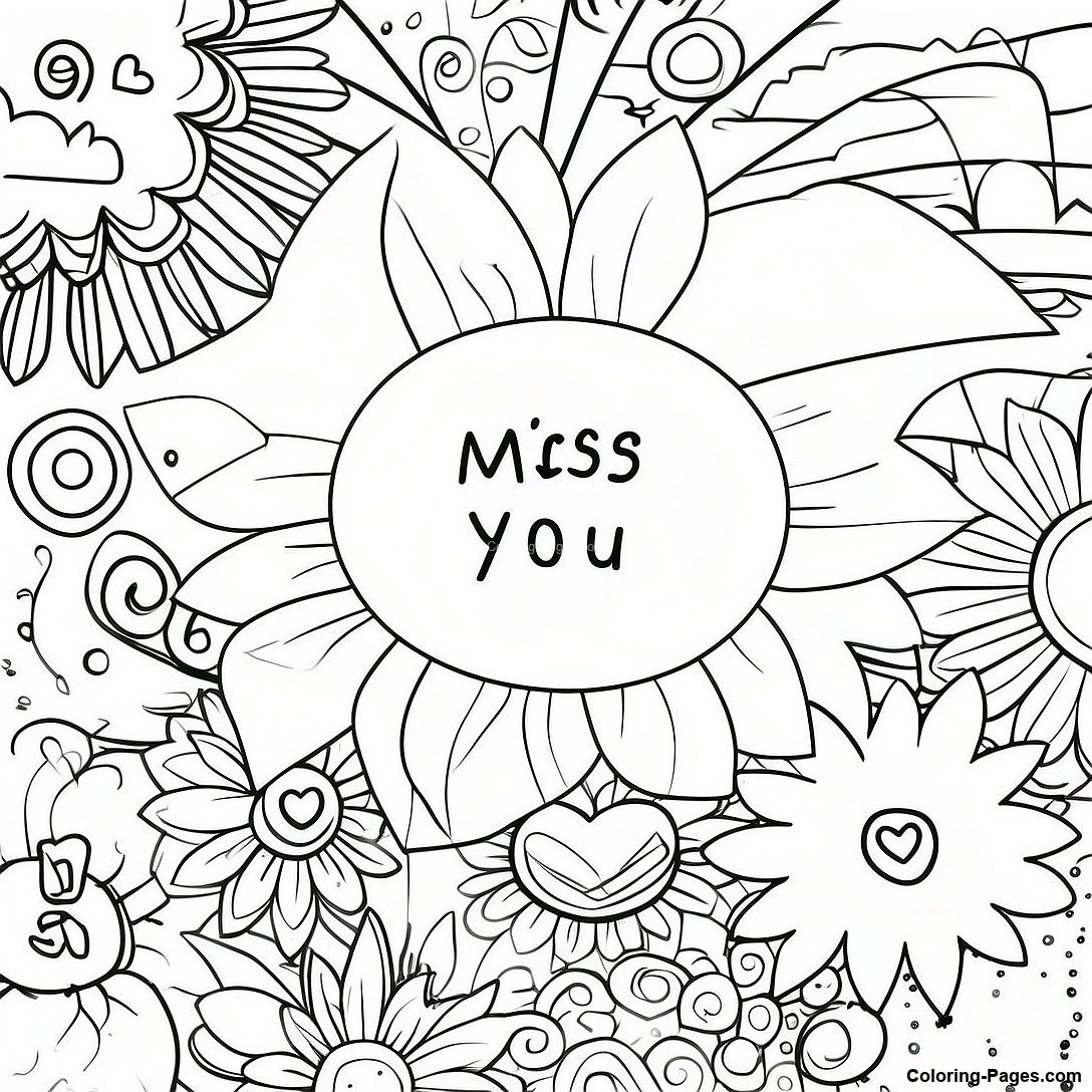 Colorful I Miss You Coloring Page | Coloring-Pages.com