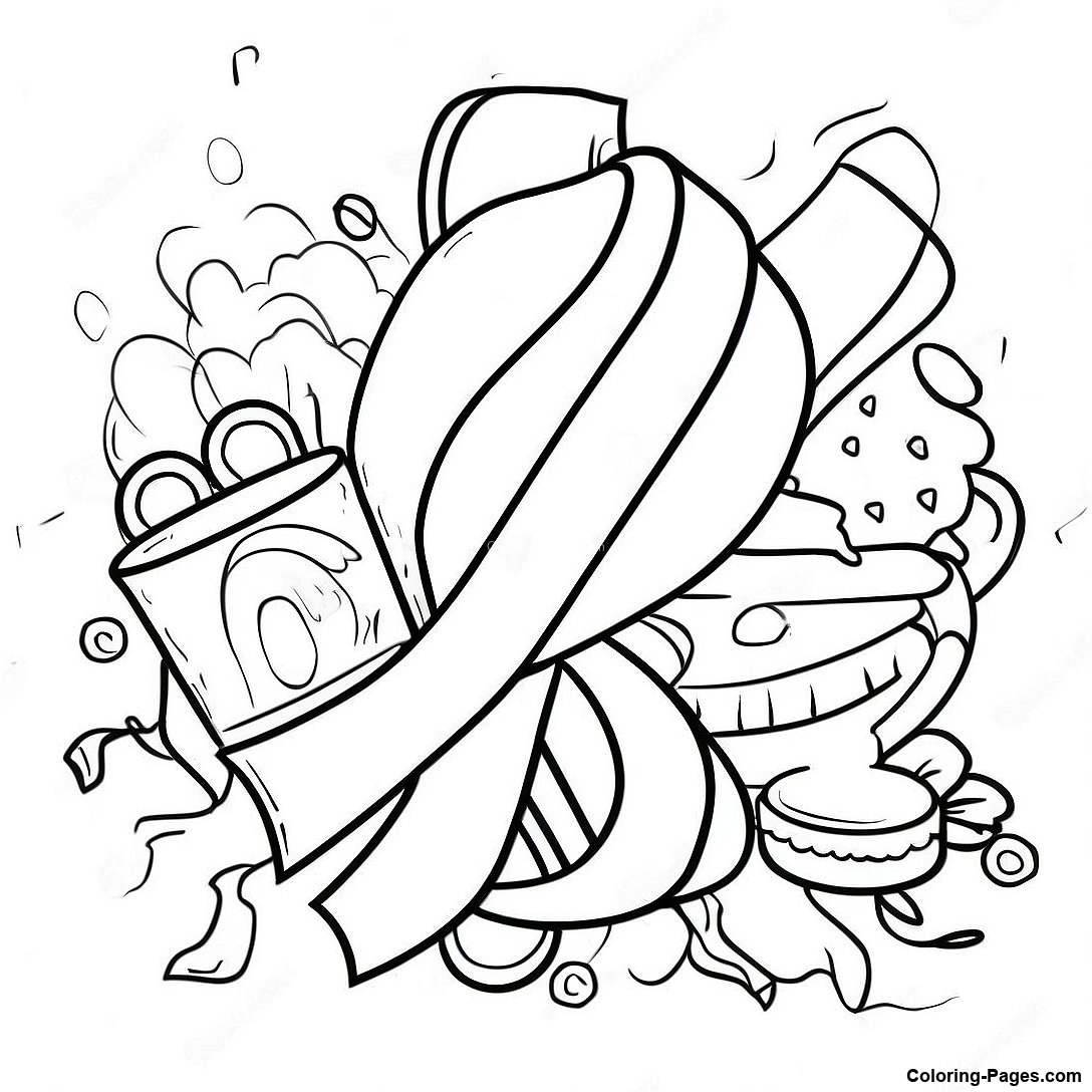 Colorful Red Ribbon Week Celebration Coloring Page | Coloring-Pages.com