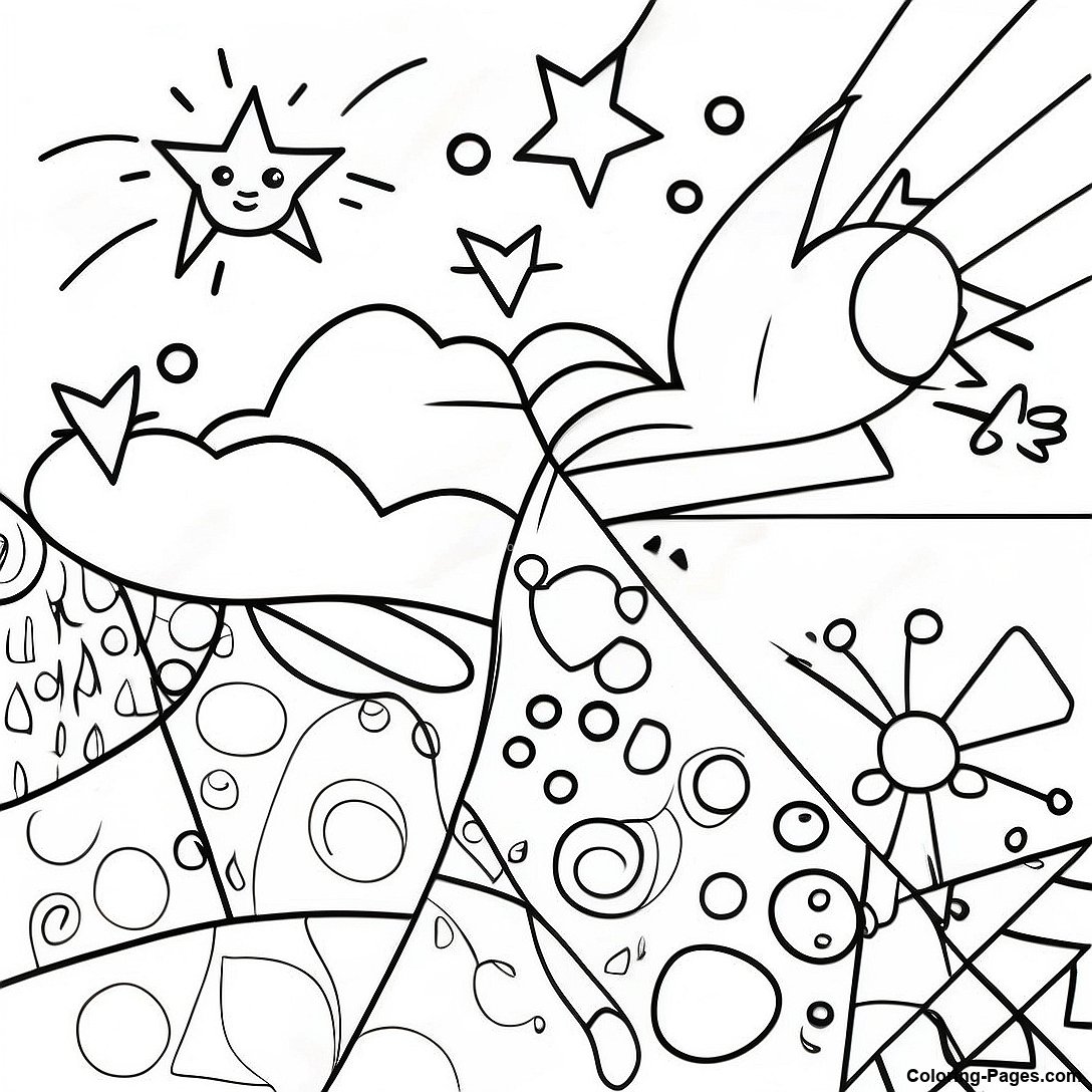 Colorful Romero Britto Abstract Art Coloring Page | Coloring-Pages.com