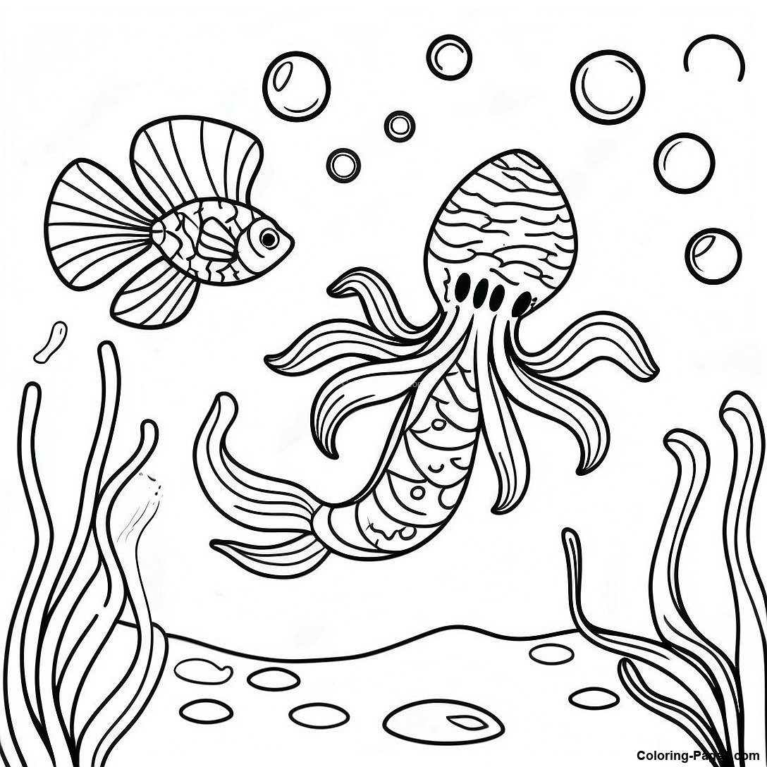Colorful Seaweed Underwater Scene Coloring Page | Coloring-Pages.com