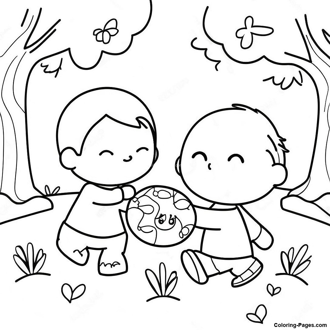 Colorful Tots Playing In The Park Coloring Page | Coloring-Pages.com