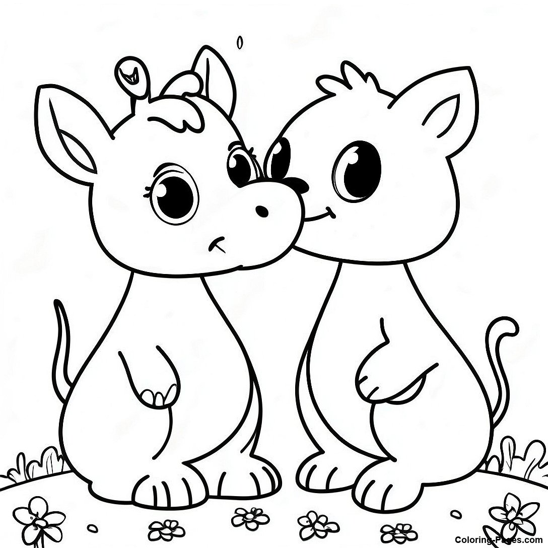 Compassionate Animals Sharing Coloring Page | Coloring-Pages.com