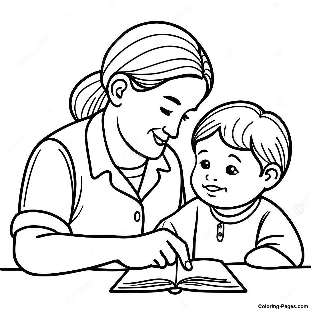 Compassionate Social Worker Helping Child Coloring Page | Coloring ...