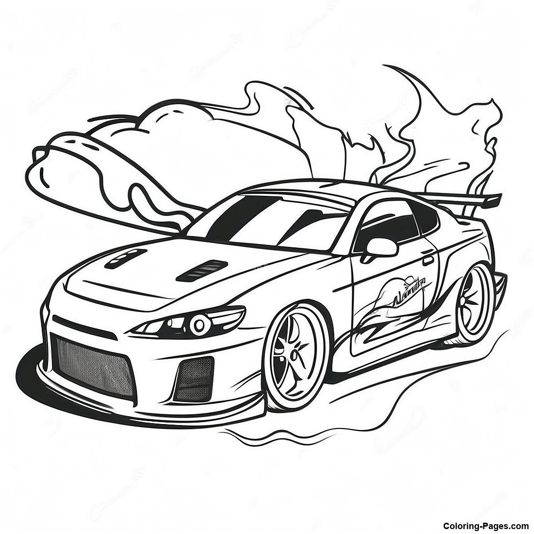 Cool Drift Car Racing Coloring Page | Coloring-Pages.com