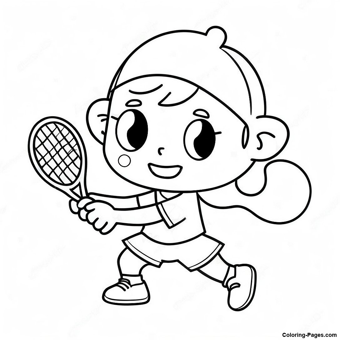 Cute Cartoon Tennis Player Coloring Page | Coloring-Pages.com