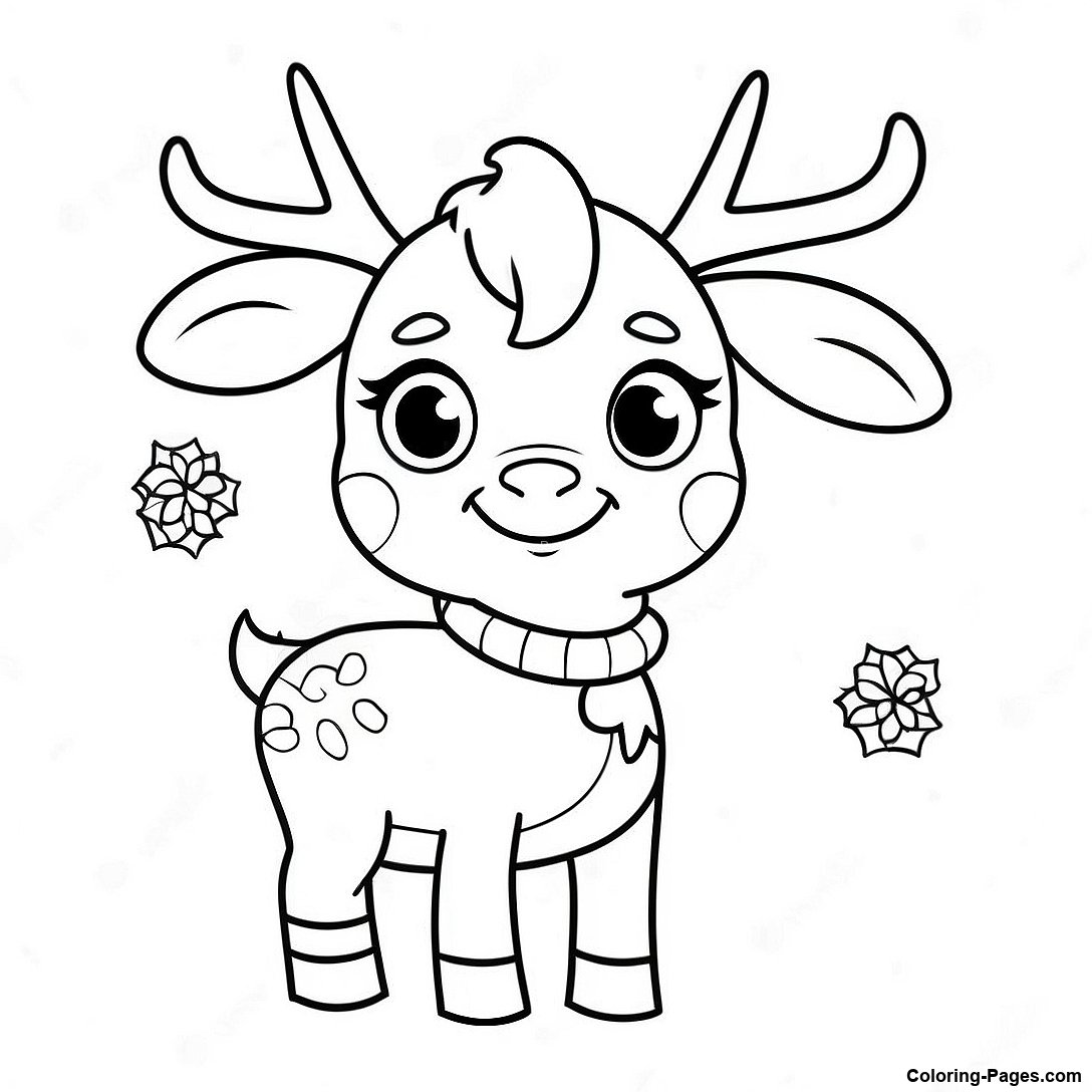 Cute Christmas Reindeer Coloring Page | Coloring-Pages.com