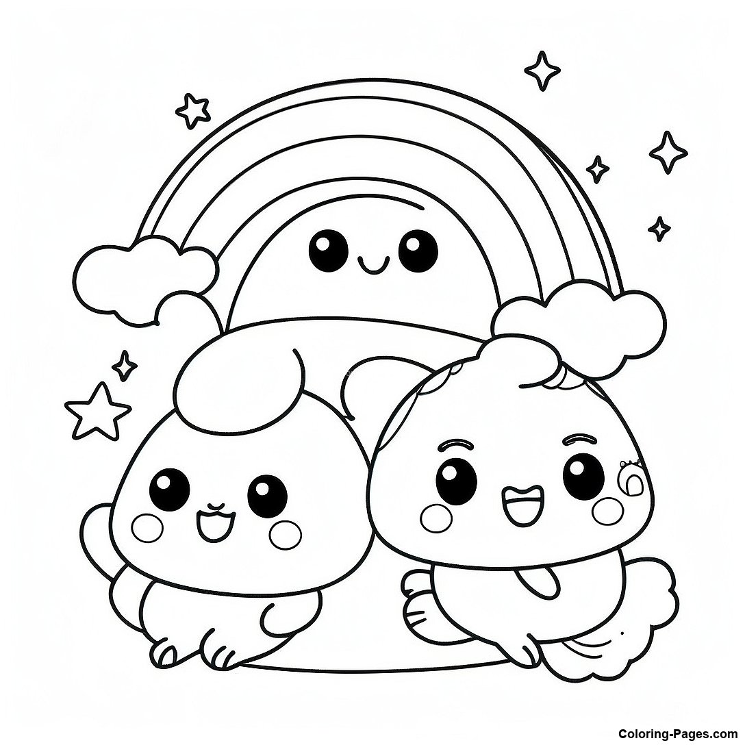 Cute Cyan Rainbow Friends Coloring Page | Coloring-Pages.com