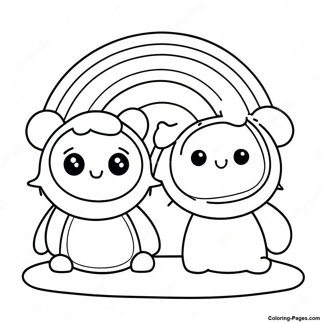 Cute Cyan Rainbow Friends Coloring Page | Coloring-Pages.com