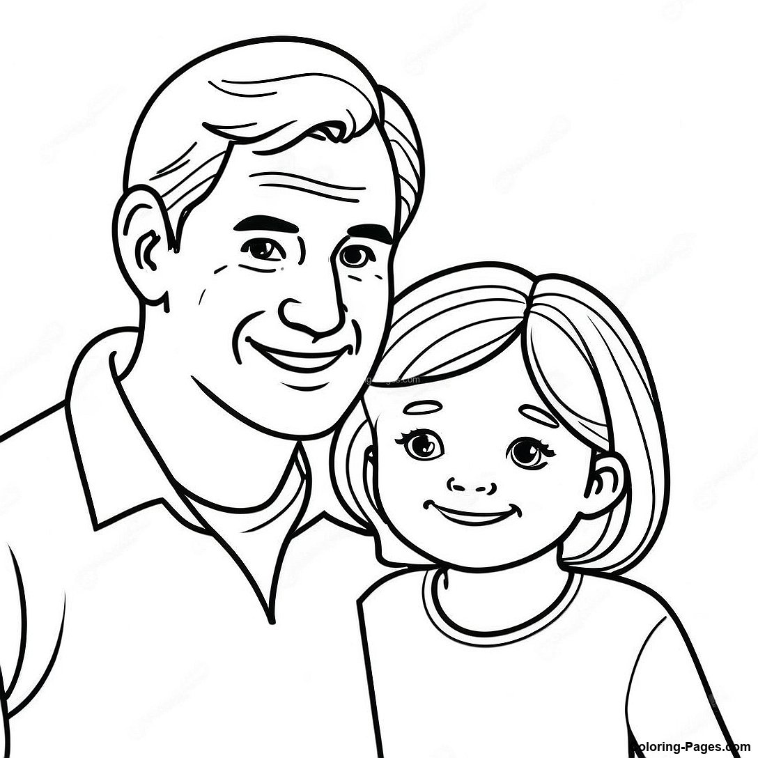Cute Daughter And Father Coloring Page | Coloring-Pages.com
