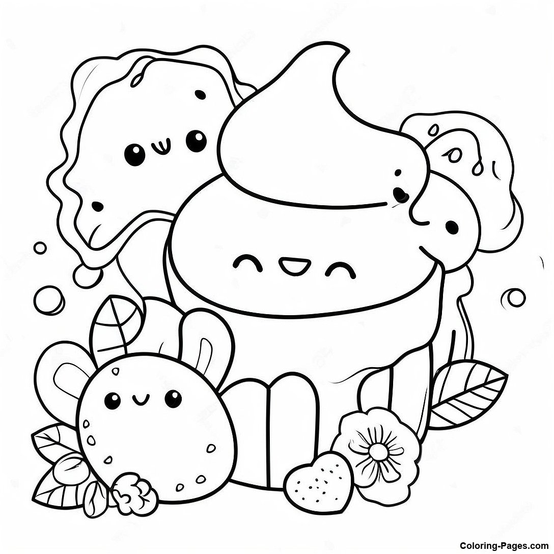 Cute Dessert Coloring Page | Coloring-Pages.com
