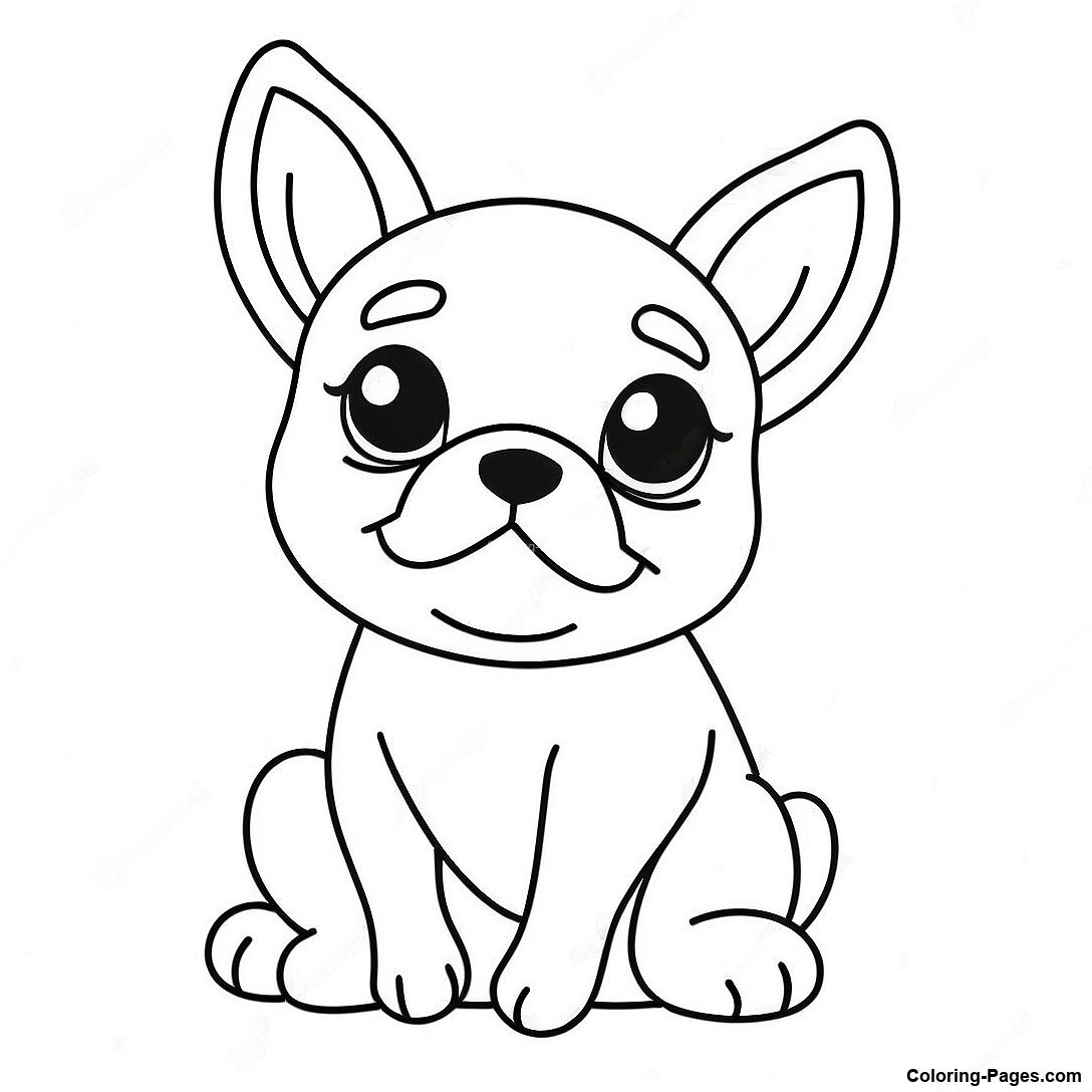Cute Frenchie Puppy Coloring Page | Coloring-Pages.com