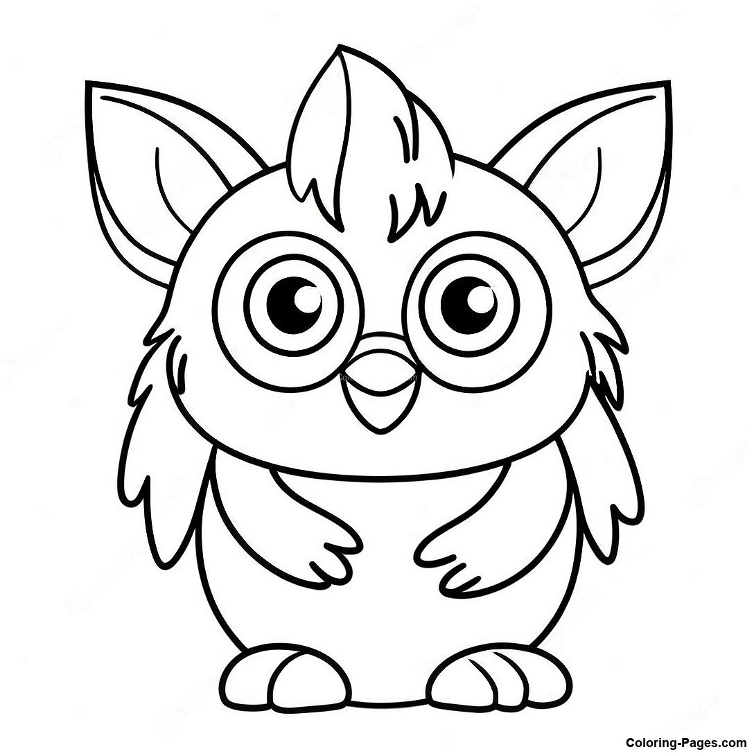 Cute Furby With Big Eyes Coloring Page | Coloring-Pages.com