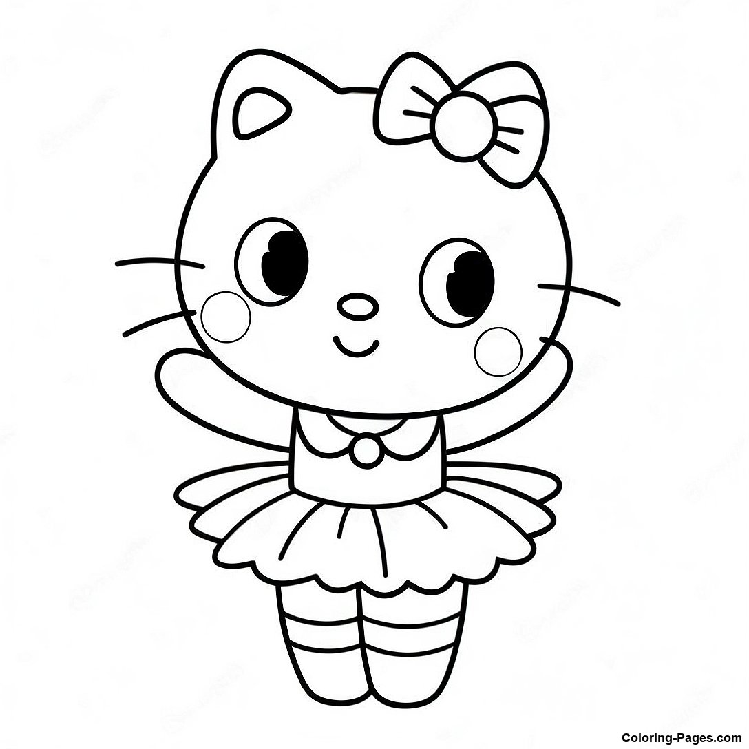 Cute Hello Kitty Ballerina Coloring Page | Coloring-Pages.com