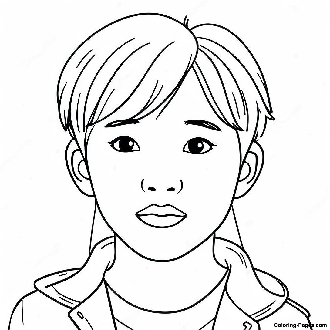 Cute Korean K-Pop Idol Coloring Page | Coloring-Pages.com