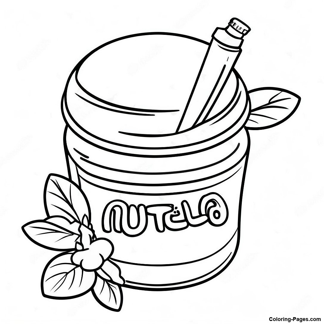 Cute Nutella Jar Coloring Page | Coloring-Pages.com