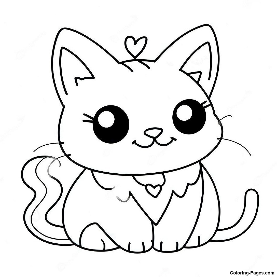 Cute Pastel Goth Cat Coloring Page | Coloring-Pages.com