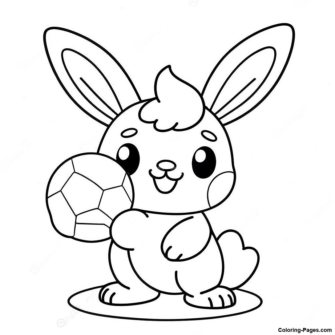 Cute Scorbunny Playing With Ball Coloring Page | Coloring-Pages.com