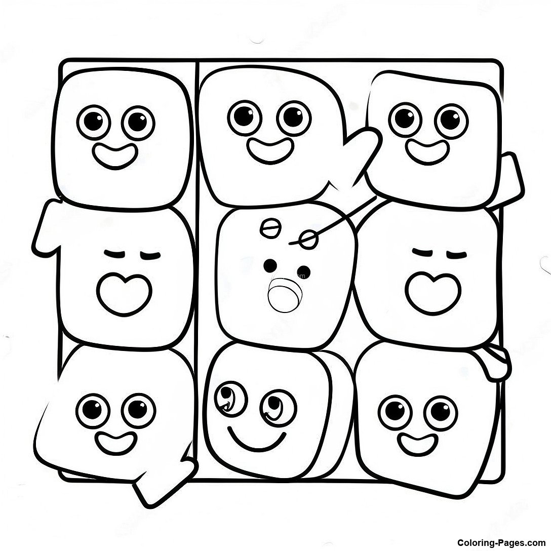 Cute Tic Tac Toe Characters Coloring Page | Coloring-Pages.com