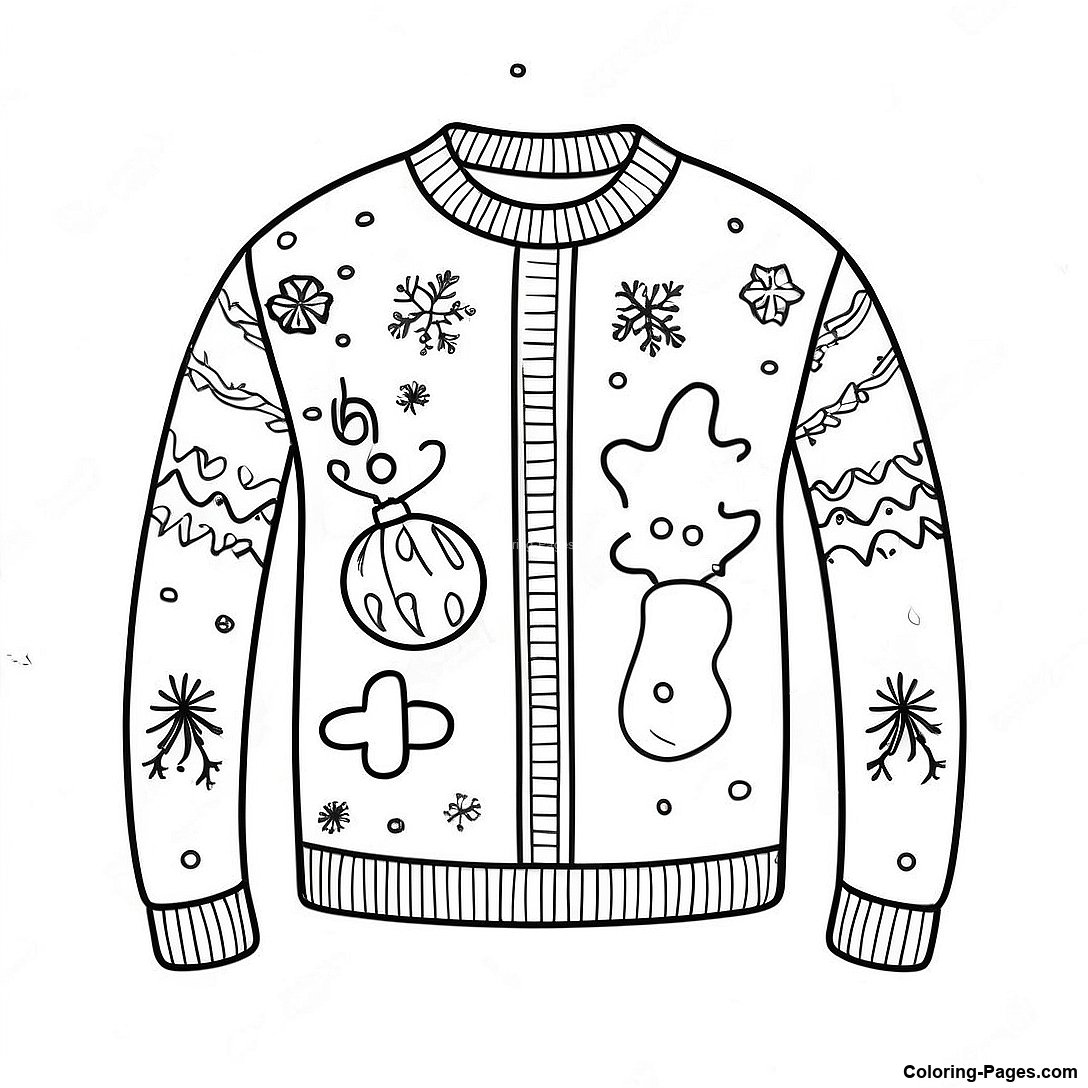 Cute Ugly Christmas Sweater Coloring Page | Coloring-Pages.com