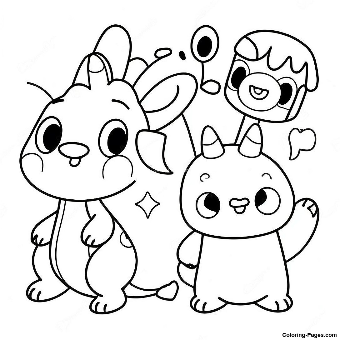 Cute Word Party Creatures Coloring Page | Coloring-Pages.com