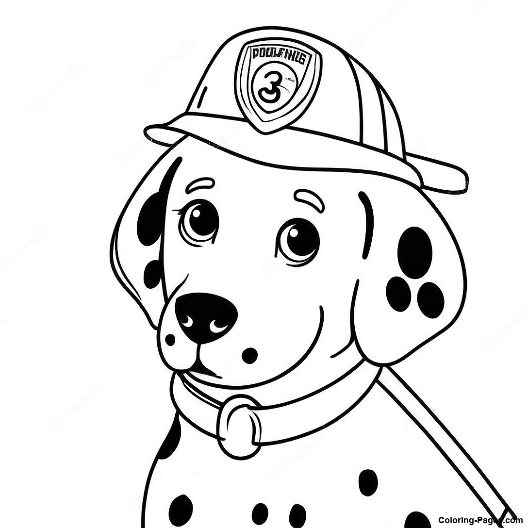 Dalmatian In A Firefighter Hat Coloring Page | Coloring-Pages.com