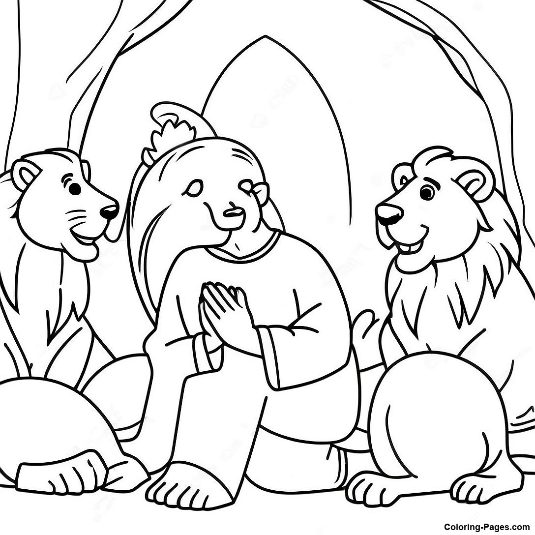 Daniel Praying In The Lions Den Coloring Page | Coloring-Pages.com