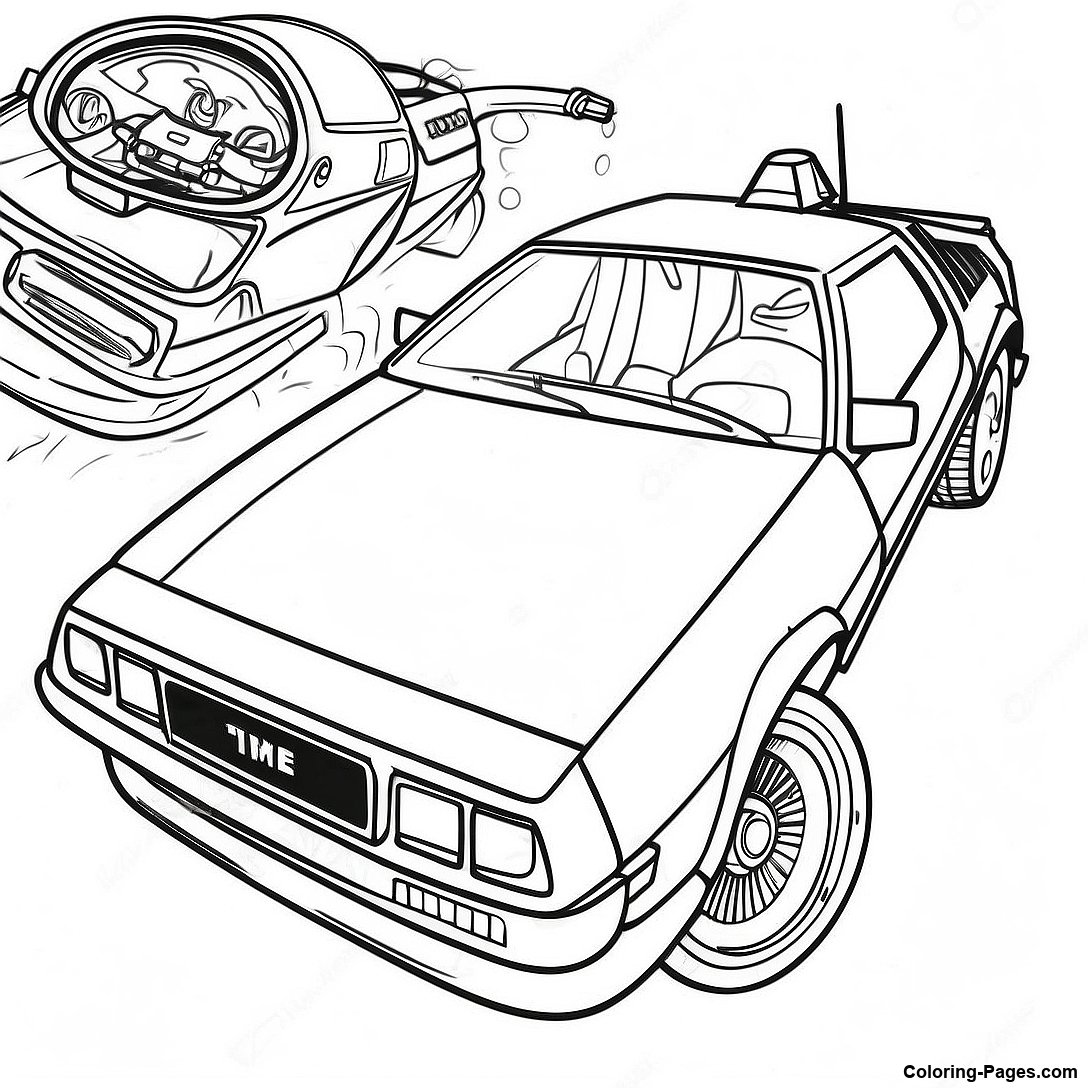 Delorean Time Machine Coloring Page | Coloring-Pages.com
