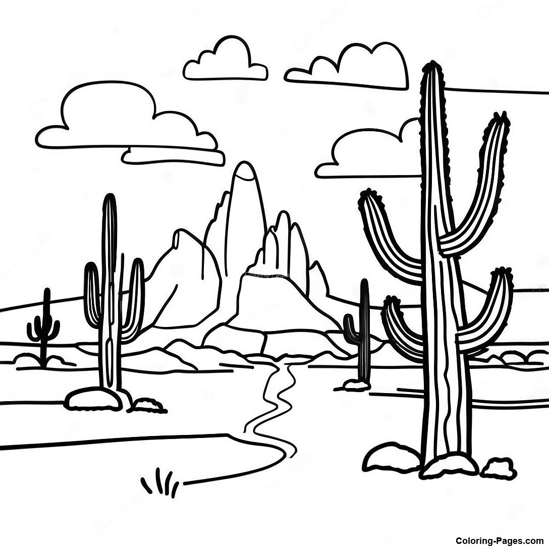 Desert Landscape Arizona Coloring Page | Coloring-Pages.com