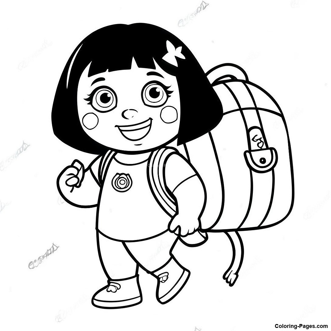 Dora The Explorer With Backpack Coloring Page | Coloring-Pages.com