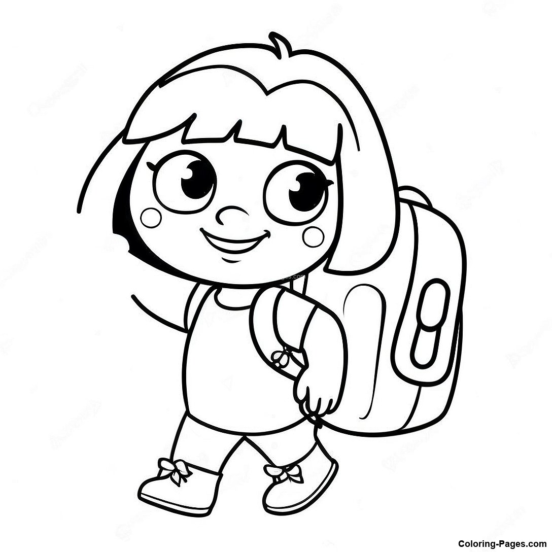 Dora The Explorer With Backpack Coloring Page | Coloring-Pages.com