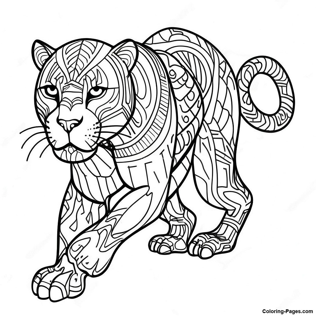 Elegant Black Panther Stalking Coloring Page | Coloring-Pages.com