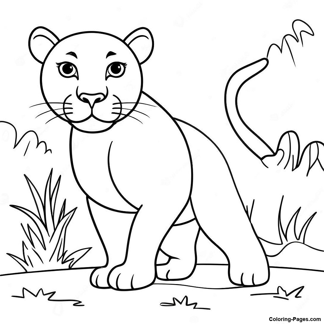 Elegant Panther Stalking Coloring Page | Coloring-Pages.com