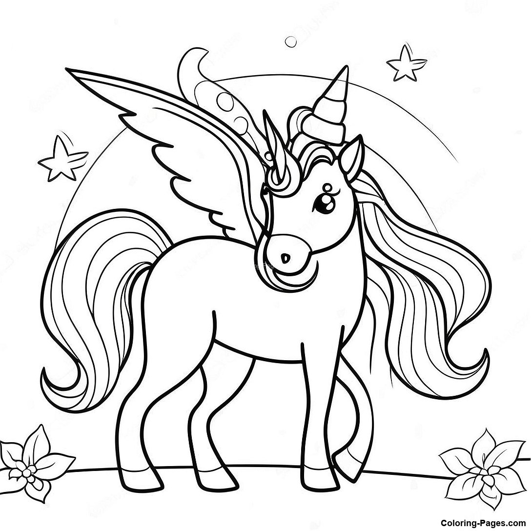 Enchanting Unicorns Coloring Page | Coloring-Pages.com