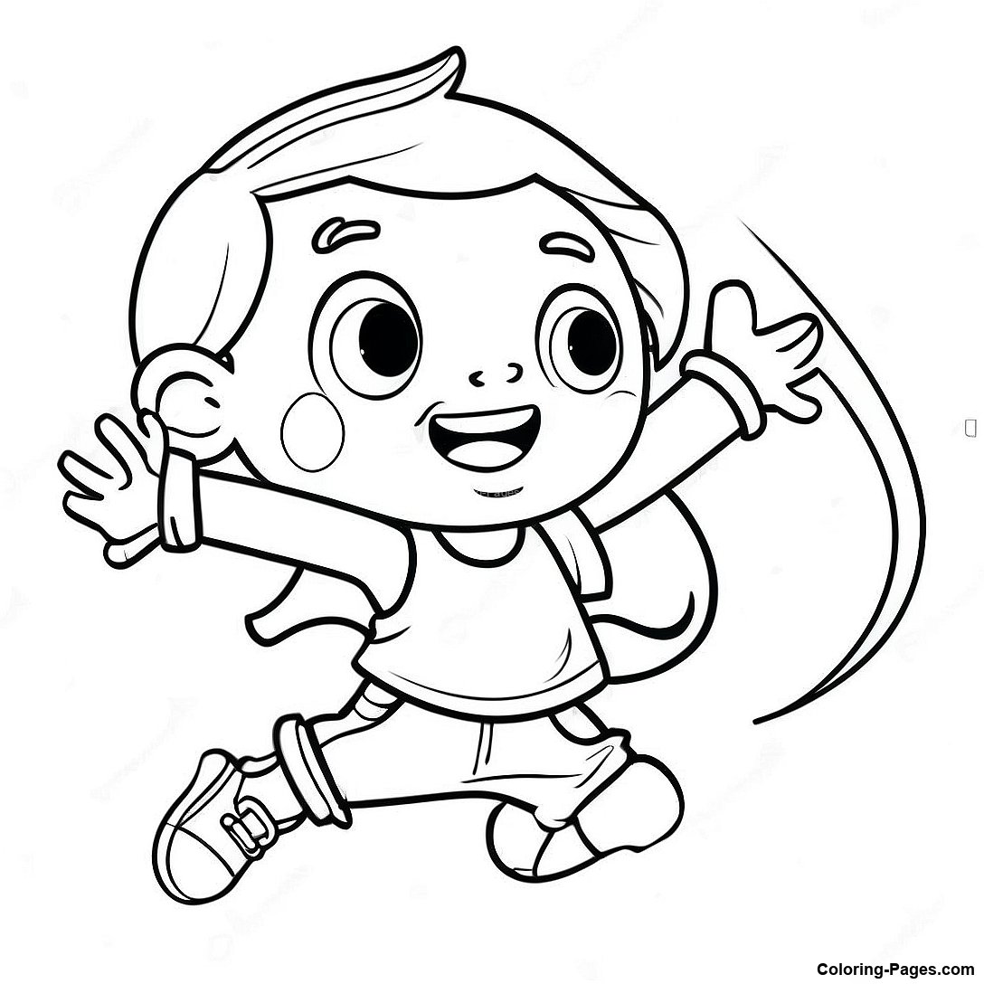 Energetic Child Playing Coloring Page | Coloring-Pages.com