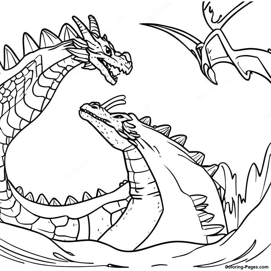 Epic King Ghidorah Vs. Godzilla Coloring Page | Coloring-Pages.com