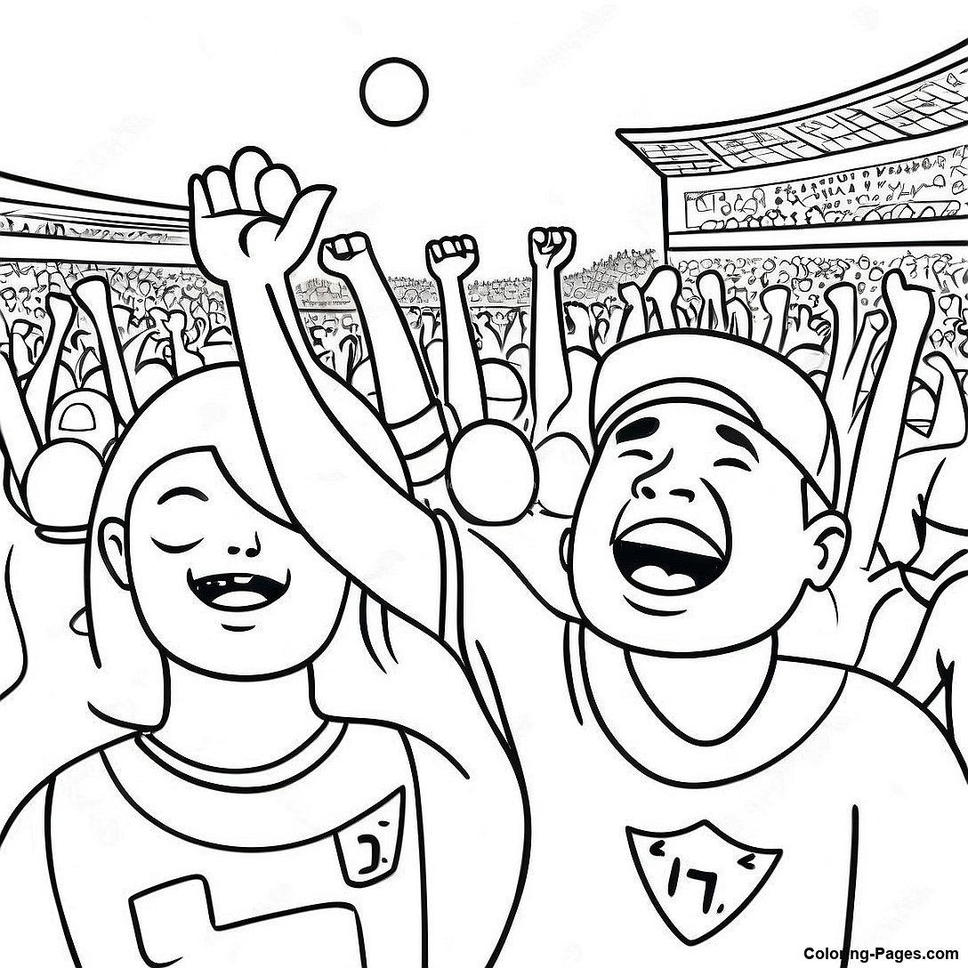 Excited Football Fans Coloring Page | Coloring-Pages.com