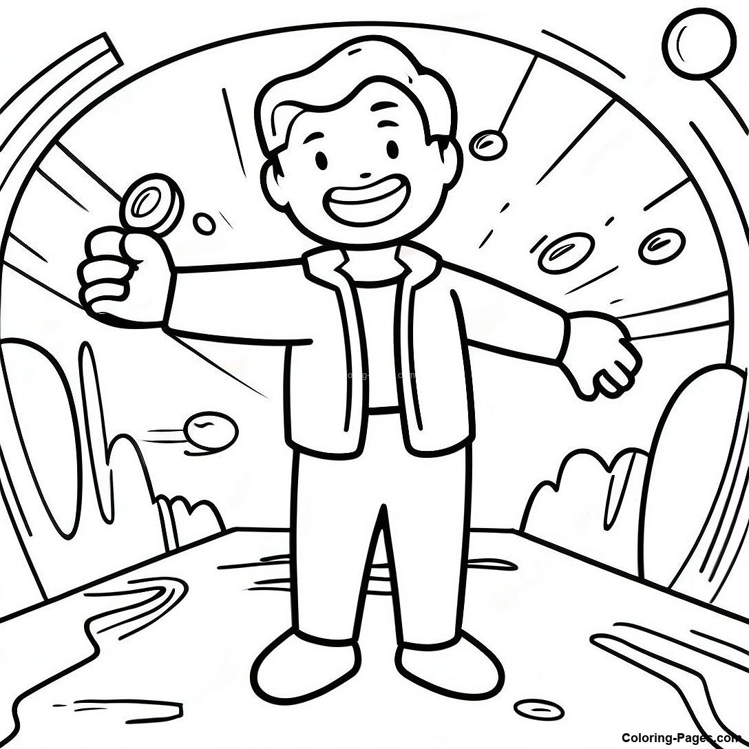Fallout Vault Boy Coloring Page | Coloring-Pages.com