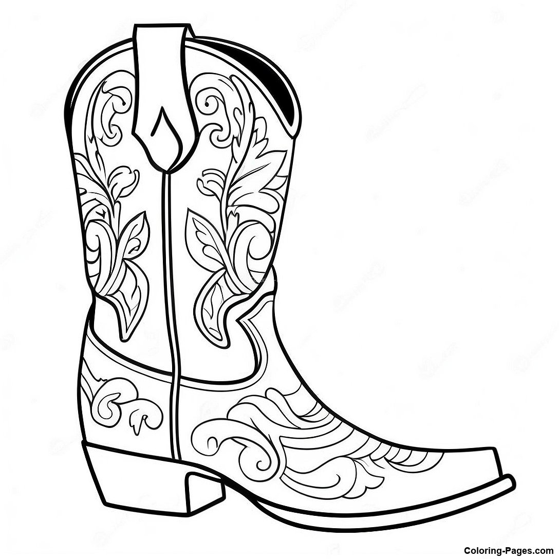 Fancy Cowboy Boot Coloring Page | Coloring-Pages.com