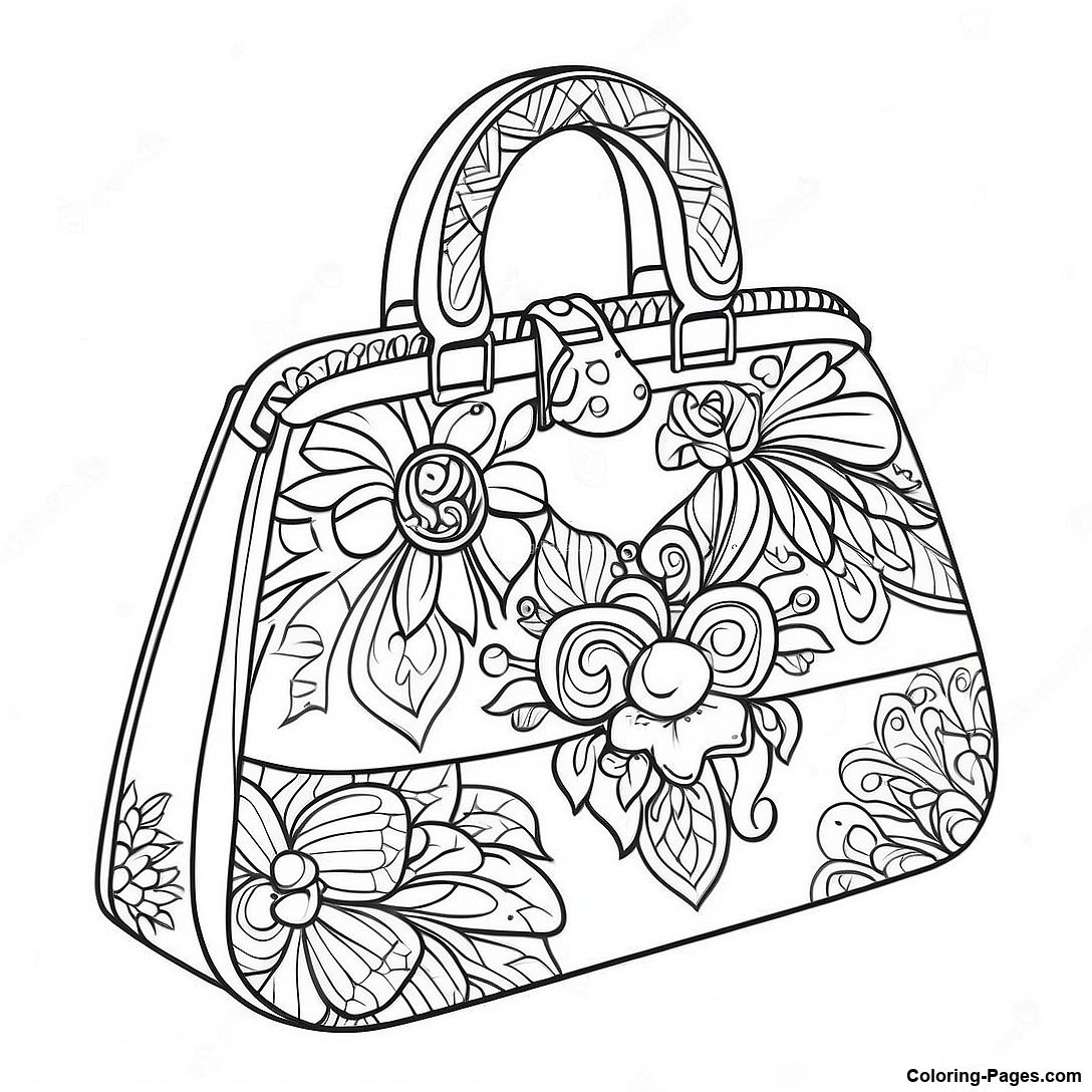 Fancy Designer Purse Coloring Page | Coloring-Pages.com