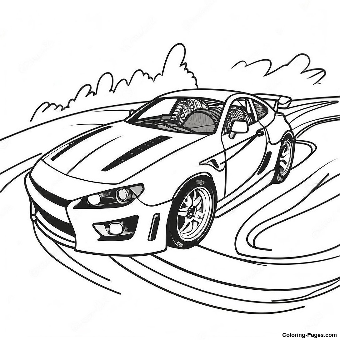Fast Drift Car In Action Coloring Page | Coloring-Pages.com