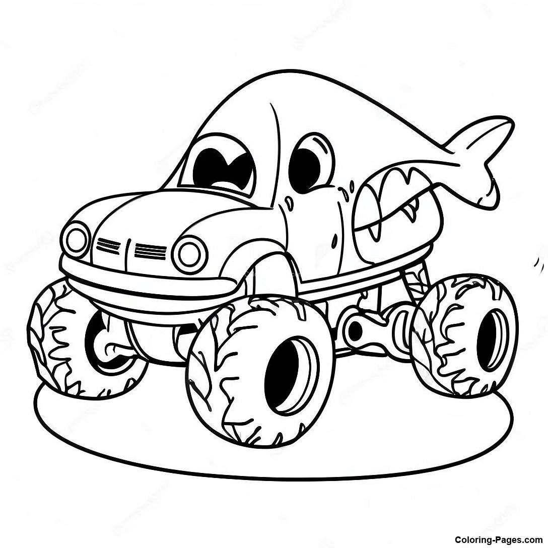 Ferocious Shark Monster Truck Coloring Page | Coloring-Pages.com