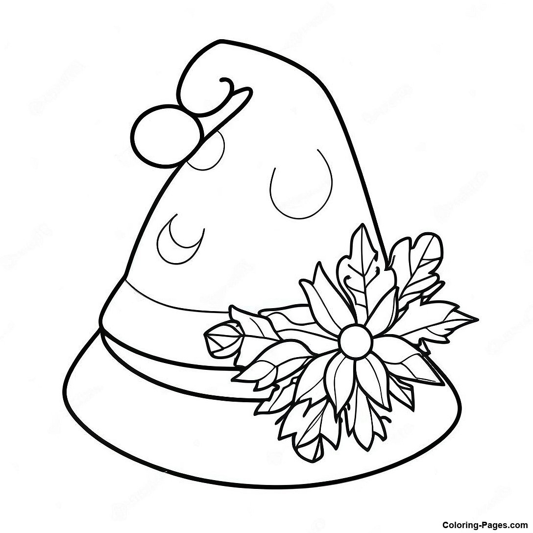 Festive Christmas Hat Coloring Page | Coloring-Pages.com