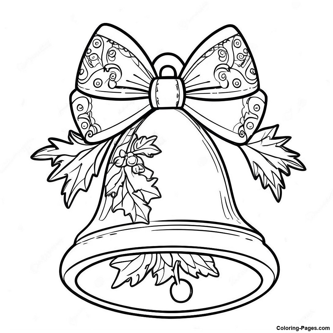 Festive Holiday Bell Coloring Page | Coloring-Pages.com