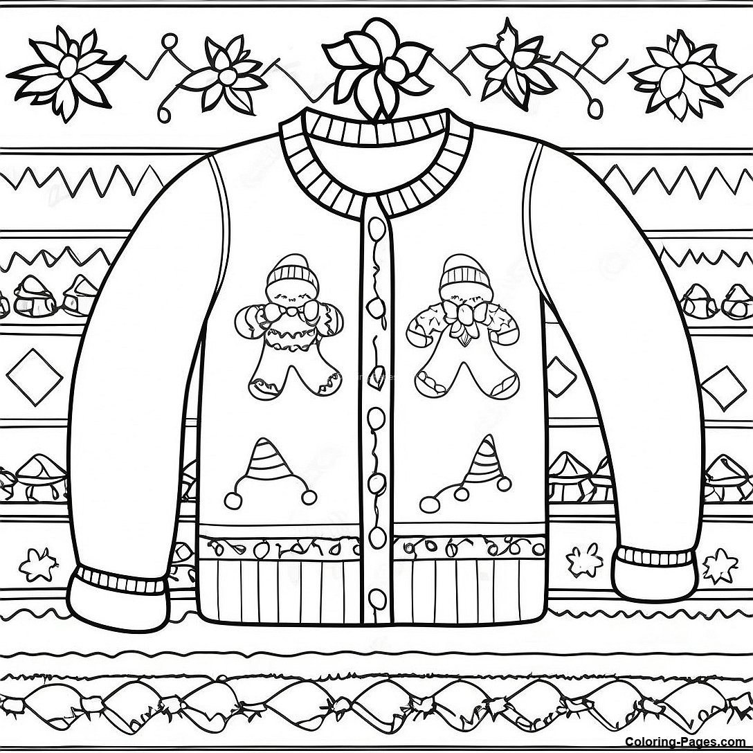 Festive Ugly Christmas Sweater Coloring Page | Coloring-Pages.com