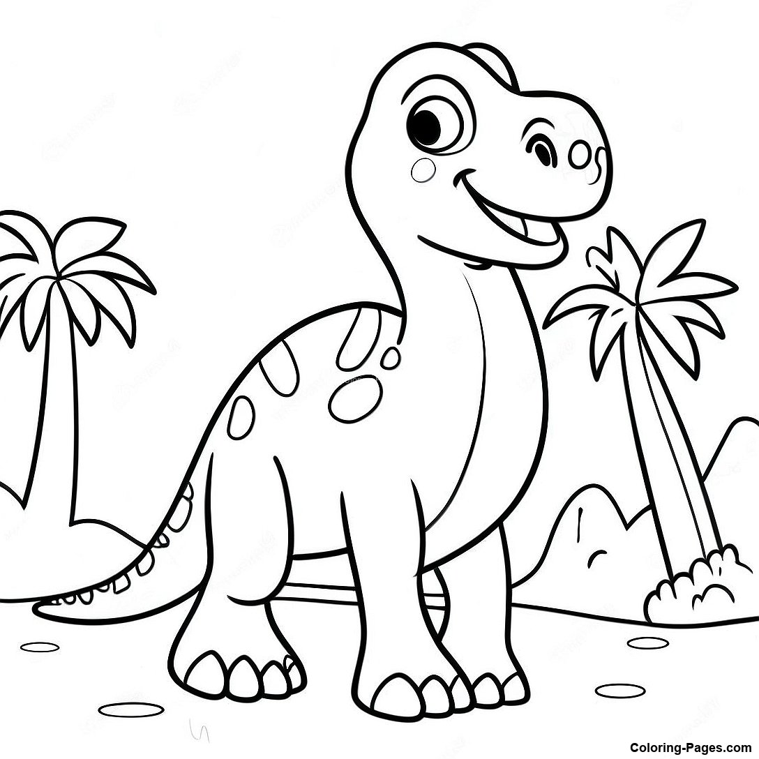 Friendly Brontosaurus Dinosaur Coloring Page | Coloring-Pages.com