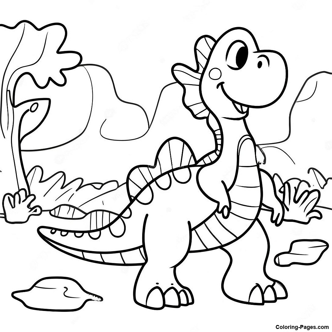 Friendly Dino Ranch Coloring Page | Coloring-Pages.com
