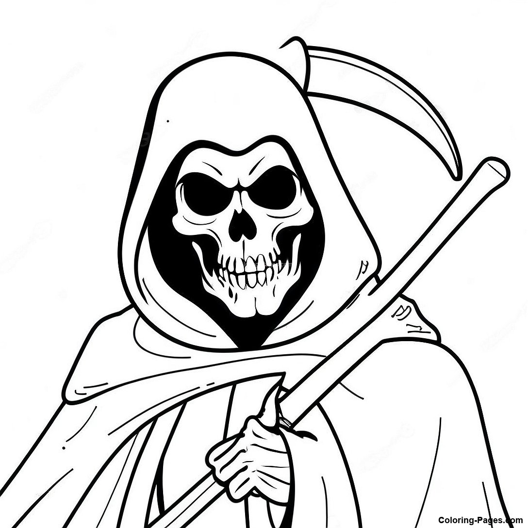 Friendly Grim Reaper Coloring Page | Coloring-Pages.com