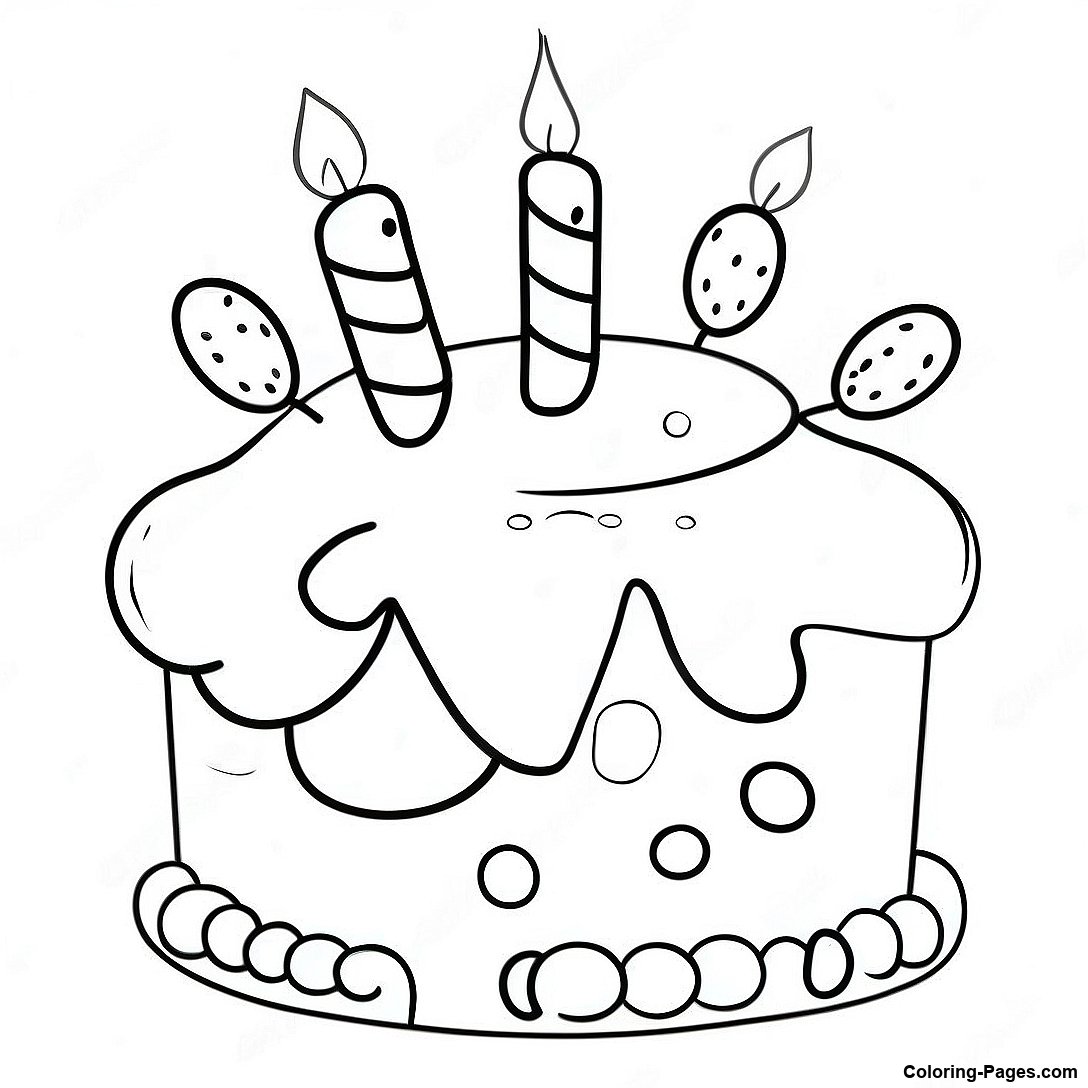 Fun 8th Birthday Cake Coloring Page | Coloring-Pages.com