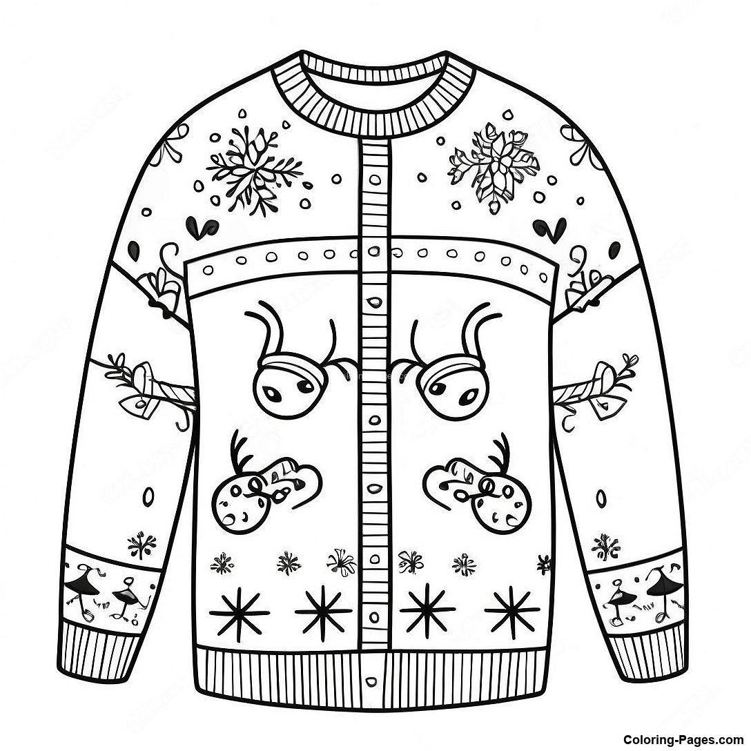 Funny Ugly Christmas Sweater Coloring Page | Coloring-Pages.com