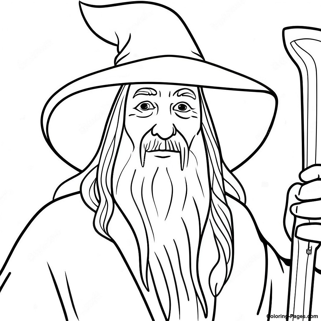 Gandalf The Grey Magical Coloring Page | Coloring-Pages.com